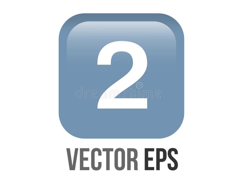 Vector Shinny Gradient Blue Keycap White Digit Two Icon Button Stock ...