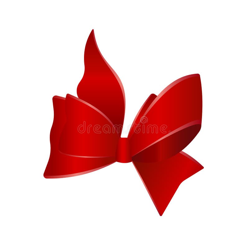 Vector Shiny Red Satin Gift Bow Close Up Isolated on White Background ...