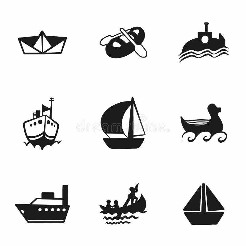 Vector Ship and Boat Icon Set Stock Vector - Illustration of shipping ...
