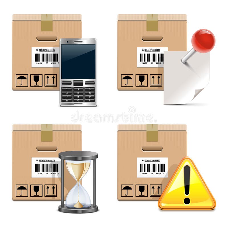 Vector Shipment Icons Set 14 Stock Vector - Illustration of barcode ...