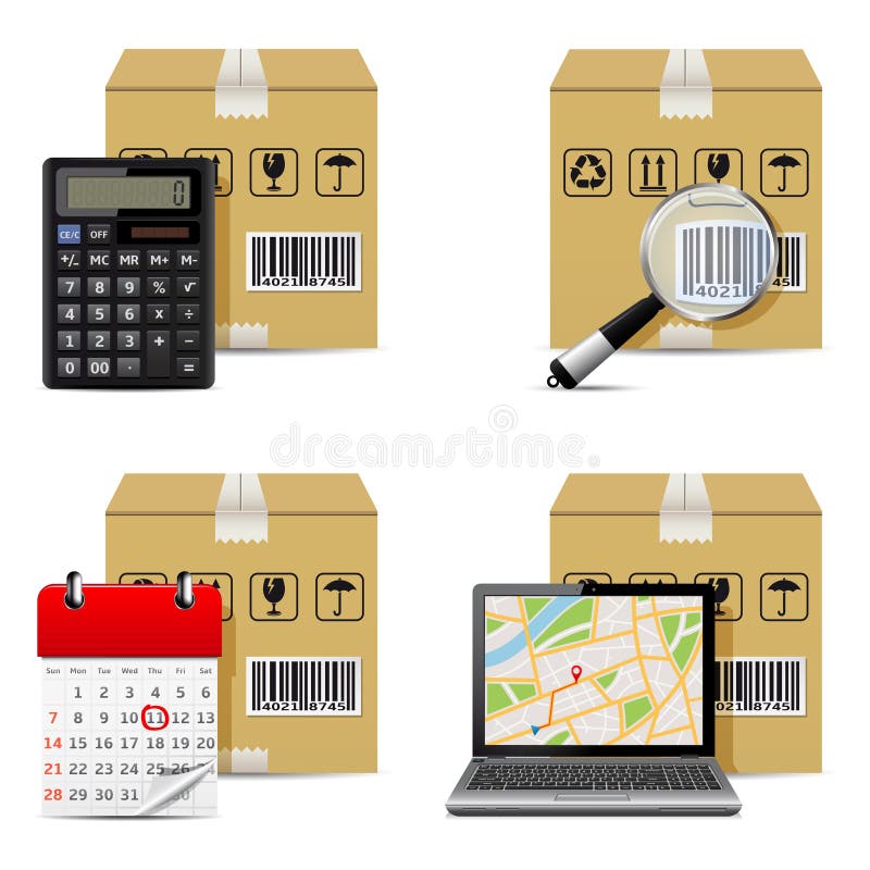 Vector shipment icons stock vector. Illustration of mailing - 31356110