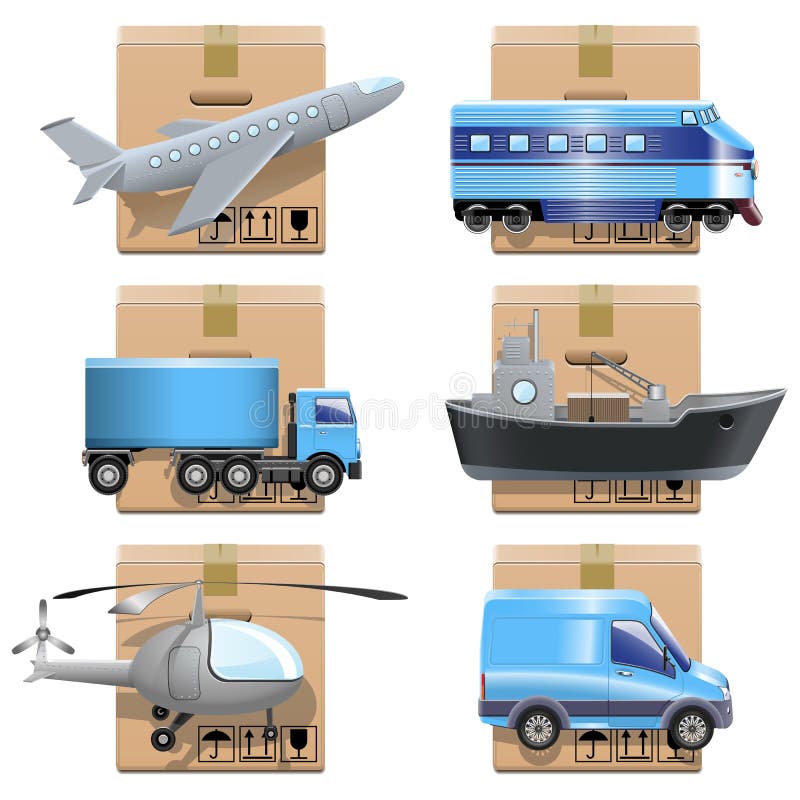 Vector shipment icons stock vector. Illustration of mailing - 31356110