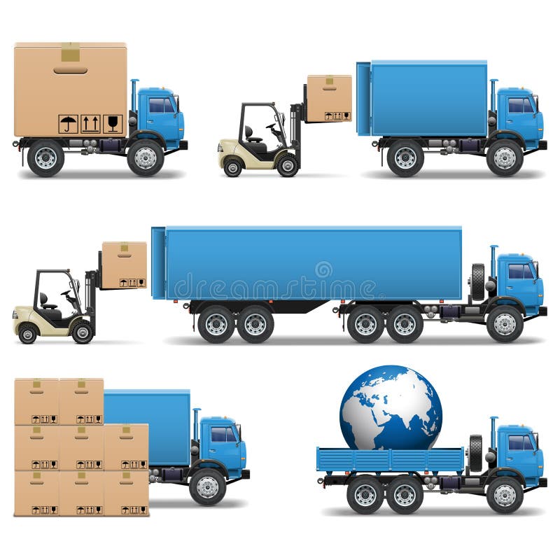 Vector Shipment Trucks Icons Set 2 Stock Vector - Illustration of lorry ...