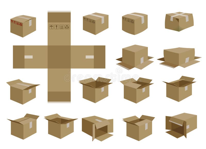 Vector shipping box set stock vector. Illustration of crate - 10831867