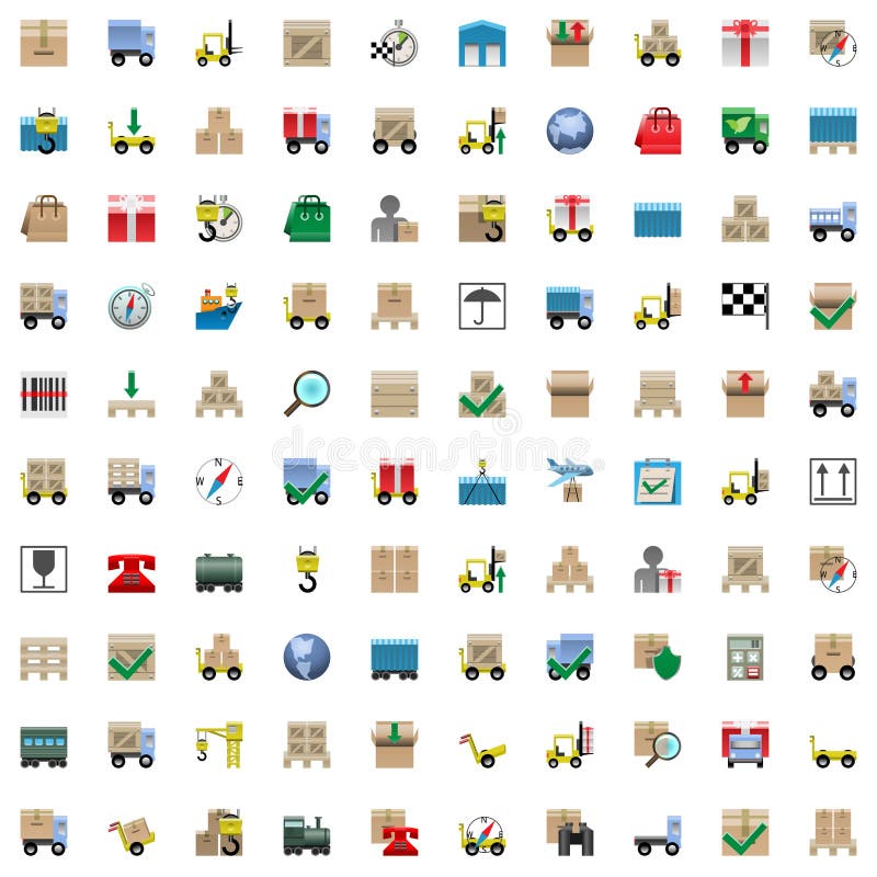 Shipping and Logistics Icons Stock Vector - Illustration of icon, icons ...