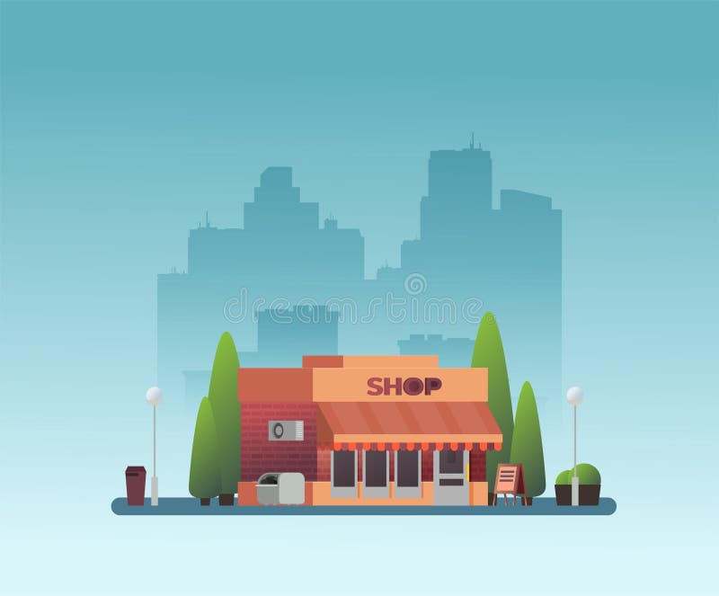 Supermarket Building Facade Flat Vector Illustration Stock Vector ...