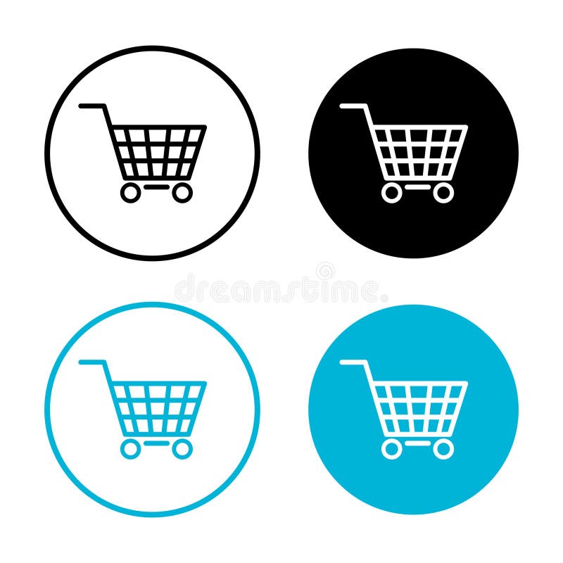 Vector Shopping Cart Icon Circle Set Stock Vector - Illustration of ...