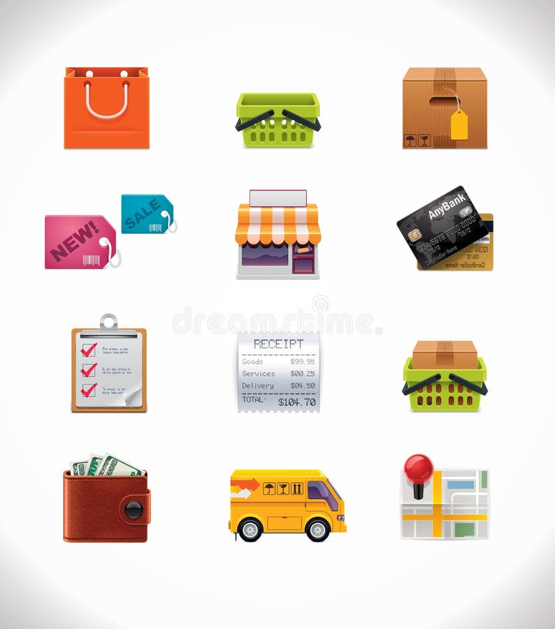 Vector shopping icon set stock vector. Illustration of money - 22300810