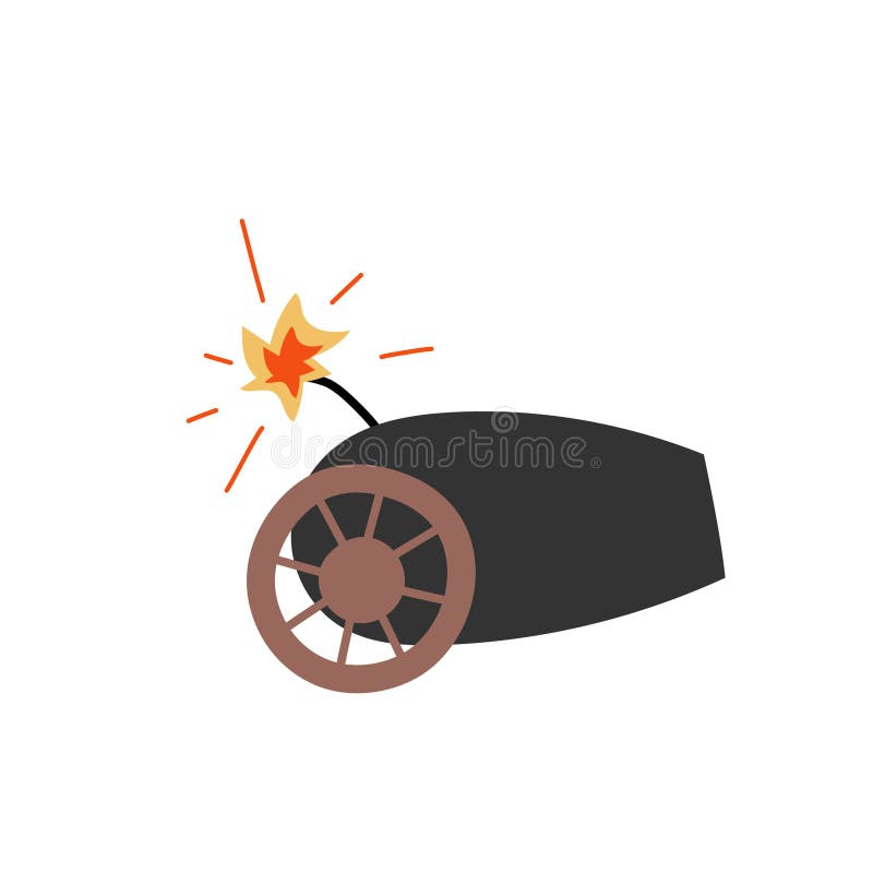 Vector Showing a Lit Cannon Ready To Fire Stock Vector - Illustration ...