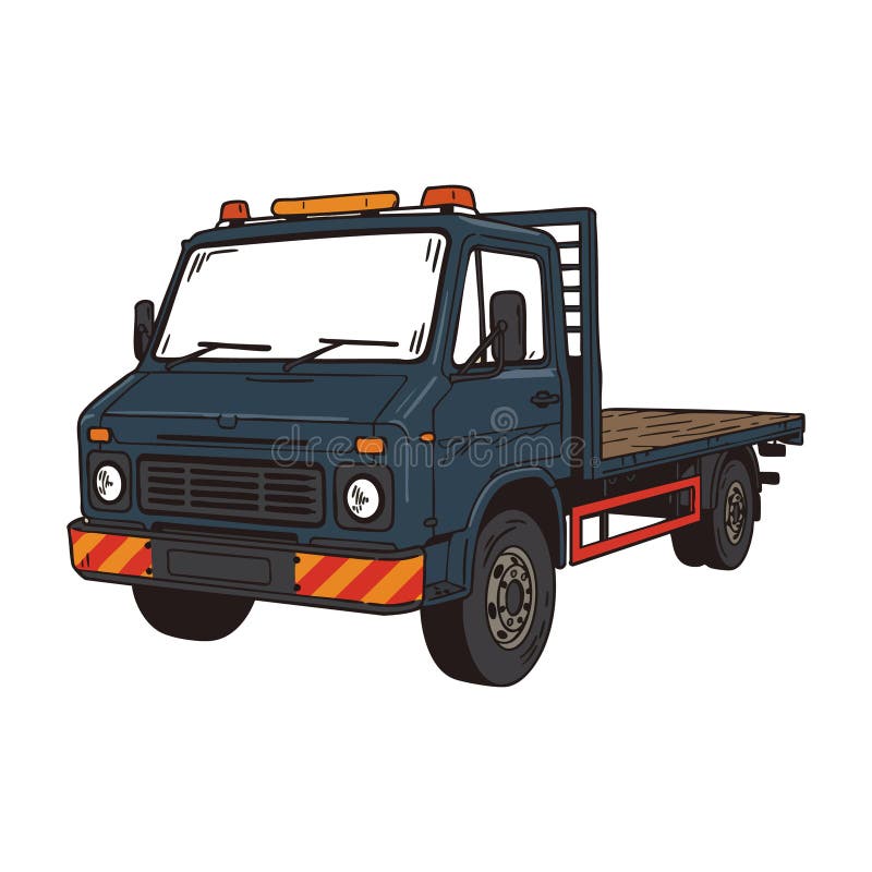 Flatbed Truck Vector Illustration Dark Blue Cargo Vehicle for Transport ...