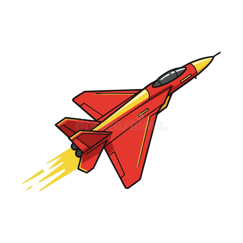 Red and Yellow Fighter Jet Vector Illustration Showing High-speed ...