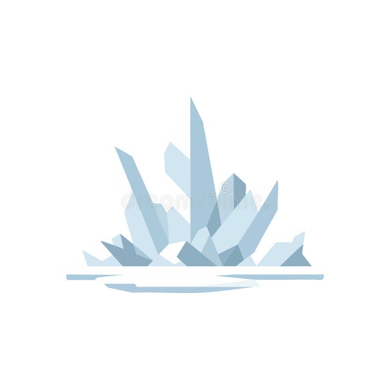 Ice Crystals Cluster with Reflective Surface Minimalist Vector ...