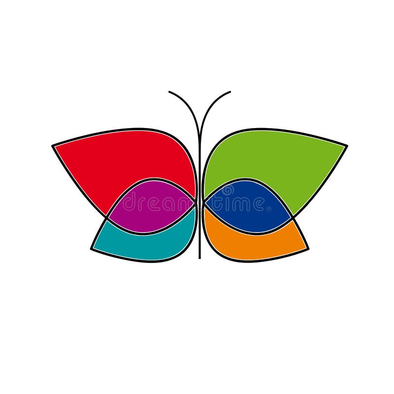 Vector Sign Abstract Butterfly, in Linear Style Stock Vector ...