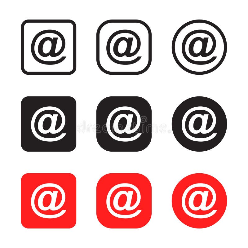 Vector at Sign Icon Set. at Sign Icon Symbols Stock Illustration ...