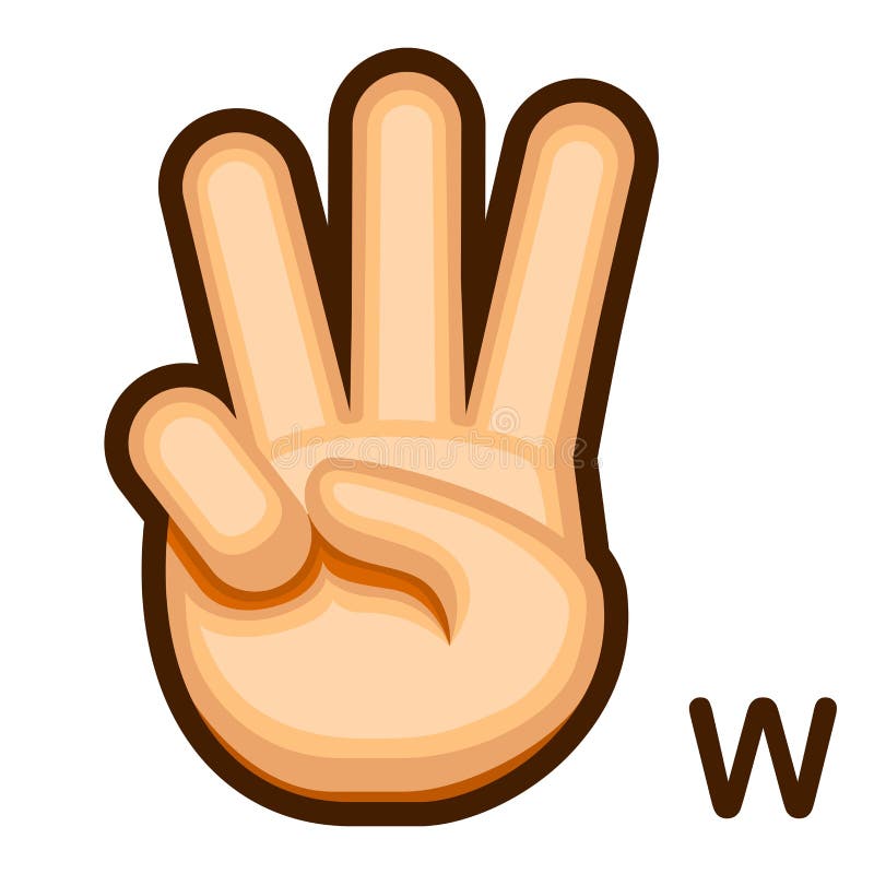 Vector Sign Language Icon Letter W Stock Vector - Illustration of ...