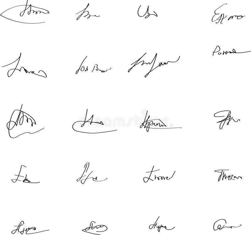 Autograph Hand Drawn. Handwritten Signature. Drawing Line Scrawl Stock ...