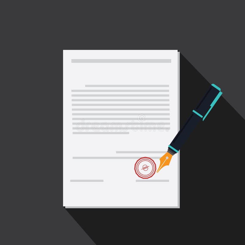 Vector of Signing Contract with Long Shadow Style Stock Illustration ...