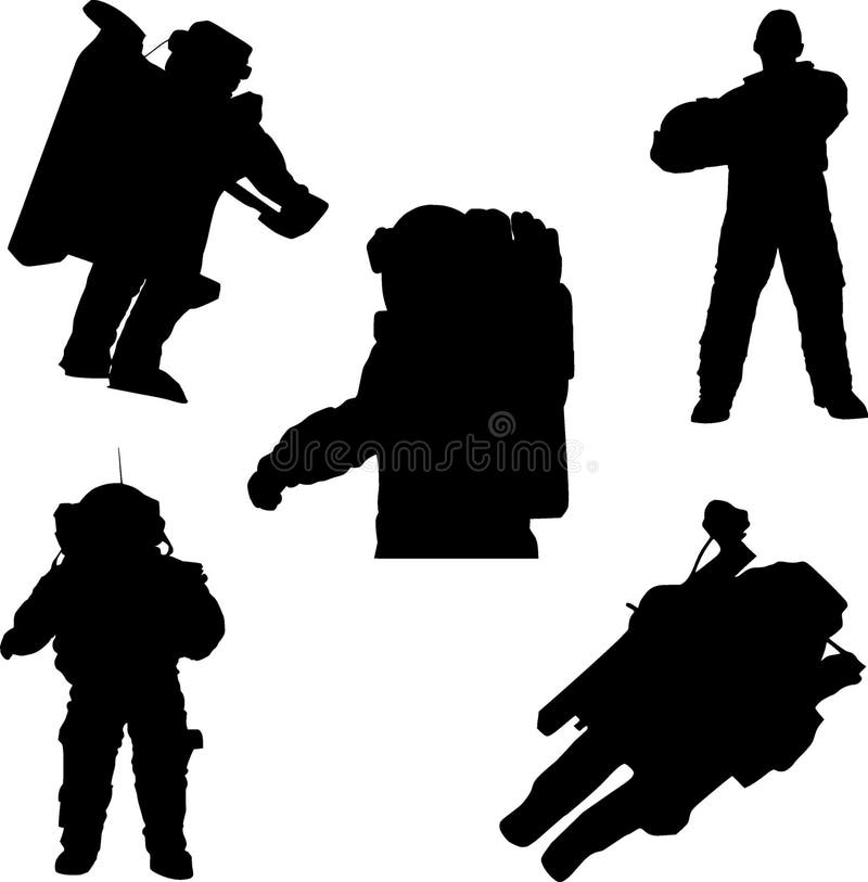 Astronaut Silhouette Vector on White Background Stock Illustration ...