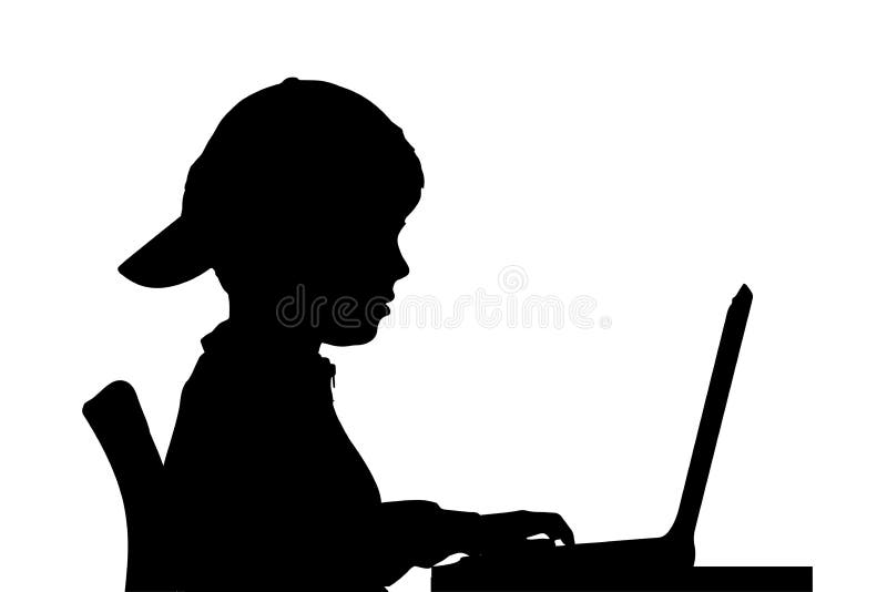 Silhouette Sitting Computer Stock Illustrations – 4,211 Silhouette ...