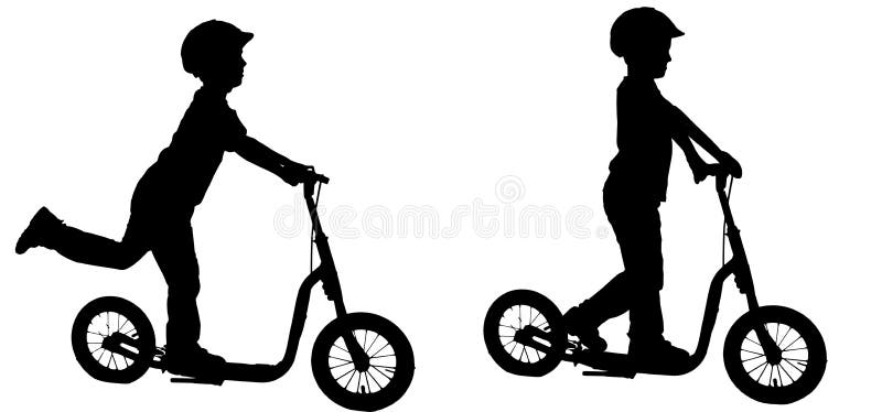 Silhouette Of A Boy Riding Scooter Stock Vector - Illustration of game ... Silhouette Of A Boy Riding Scooter Stock Vector - Illustration of game ...