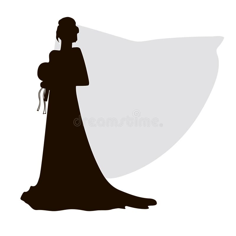 Vector silhouette of bride stock vector. Illustration of decoration ...