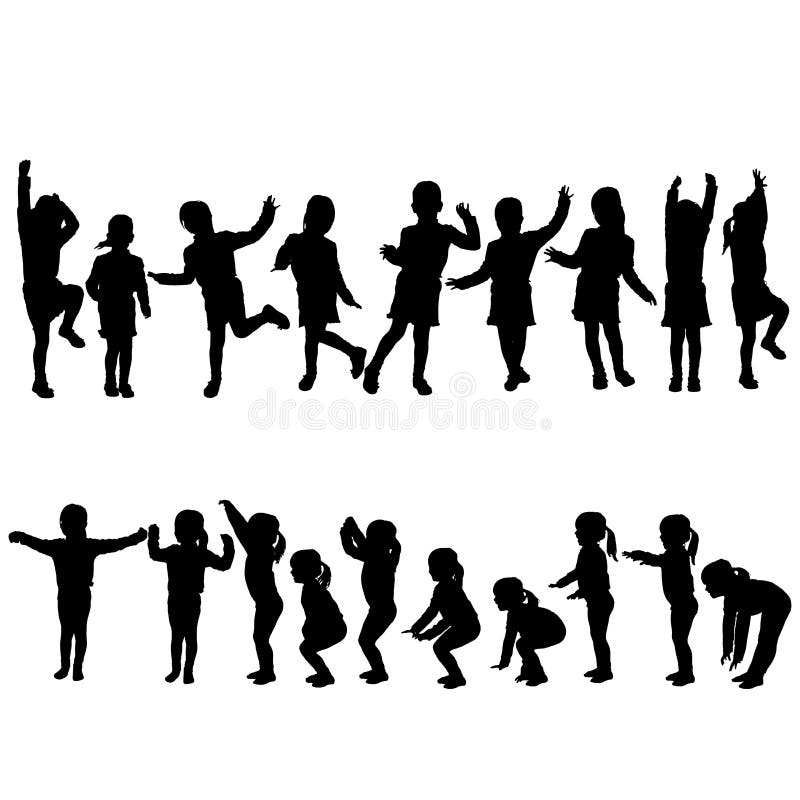 Vector Silhouette of Child. Stock Vector - Illustration of young, happy ...