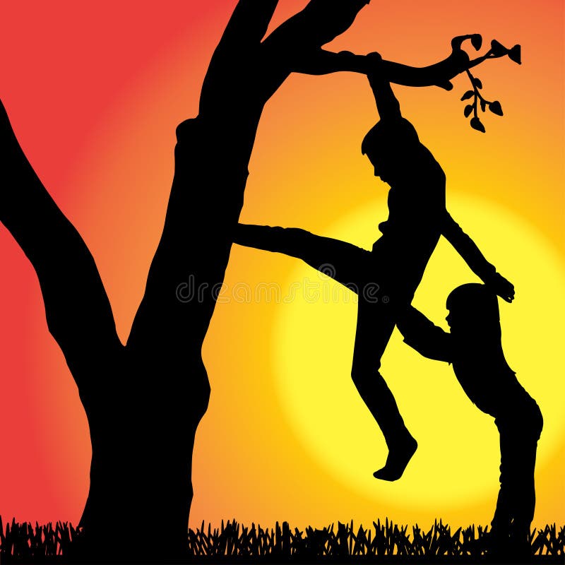 Vector Silhouette of Children. Stock Vector - Illustration of playing ...