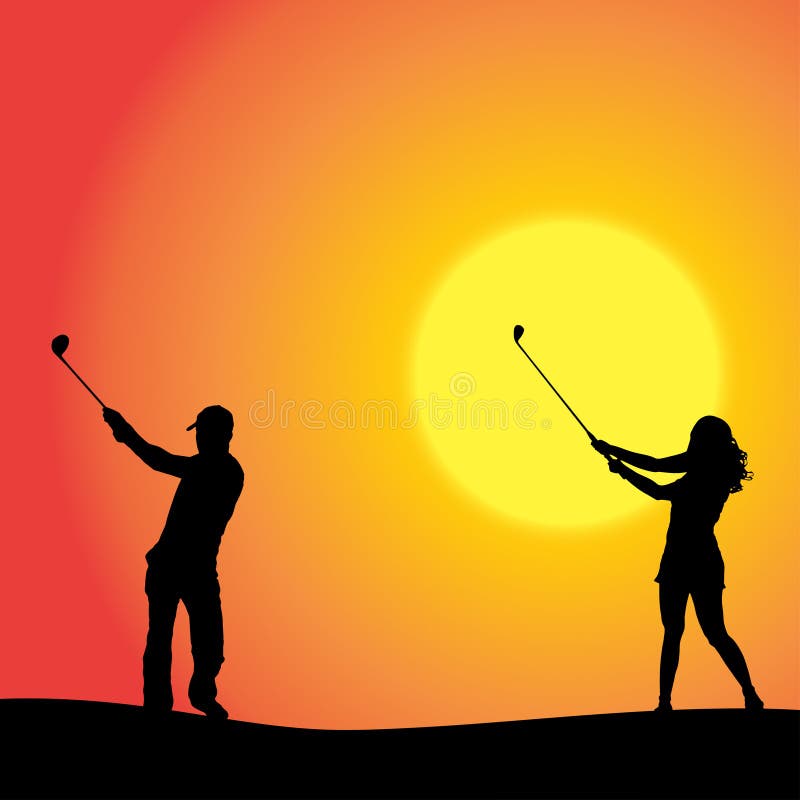 Vector Silhouette of Couple. Stock Vector - Illustration of golfer ...