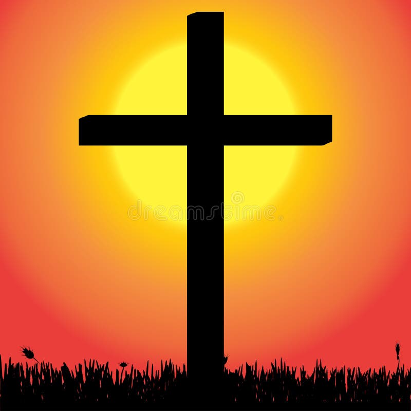 Black White Cross Sunset Stock Illustrations – 315 Black White Cross ...