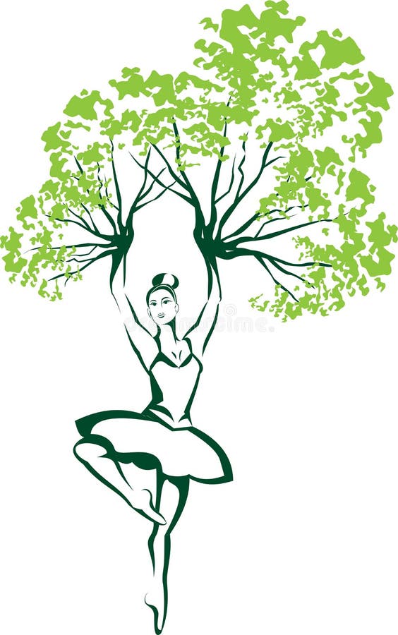 Vector Silhouette the Dancing Ballerina with Branch Hands Stock Vector ...