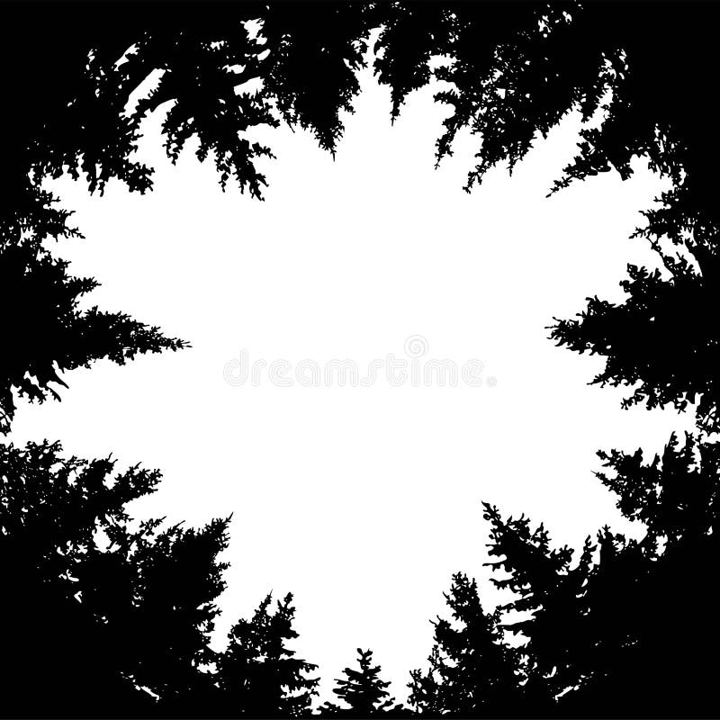 Vector Silhouette of Dark Forest Tree Tops Stock Vector - Illustration ...