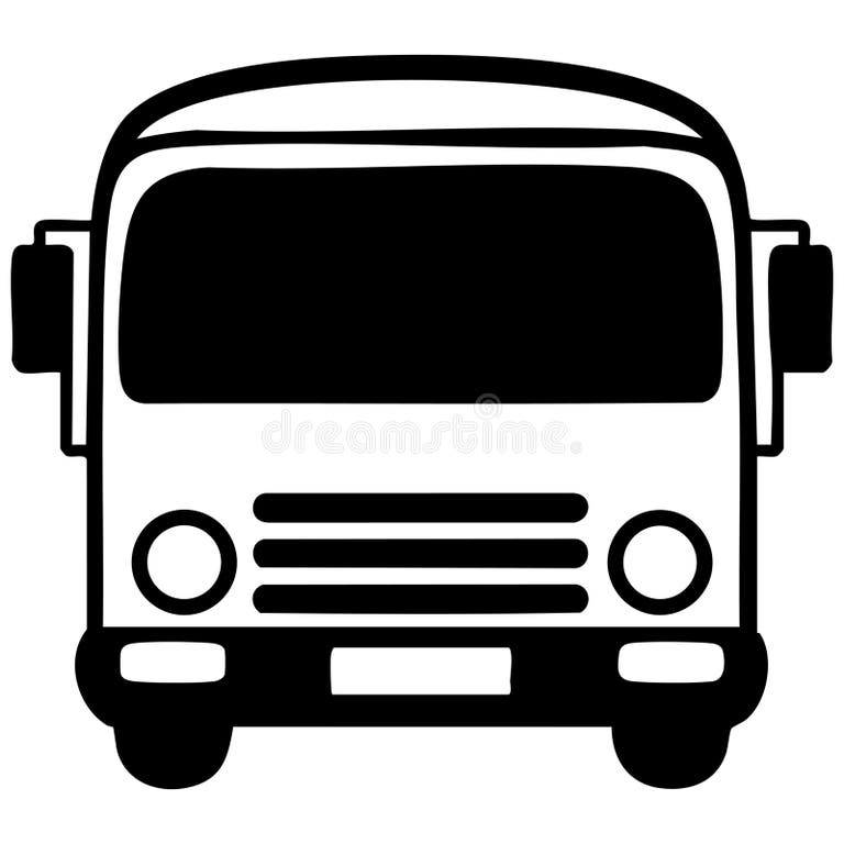 Front View of a Simple Black Vector Silhouette of a Bus Design for ...