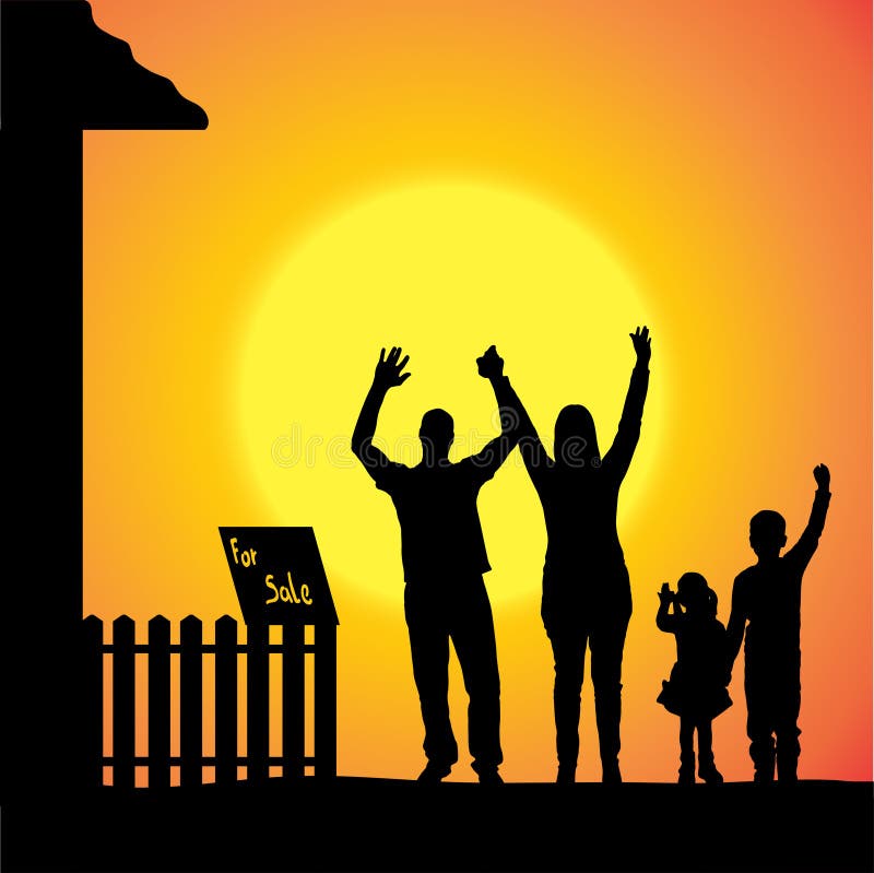 Silhouette Family House Sunset Stock Illustrations – 175 Silhouette ...