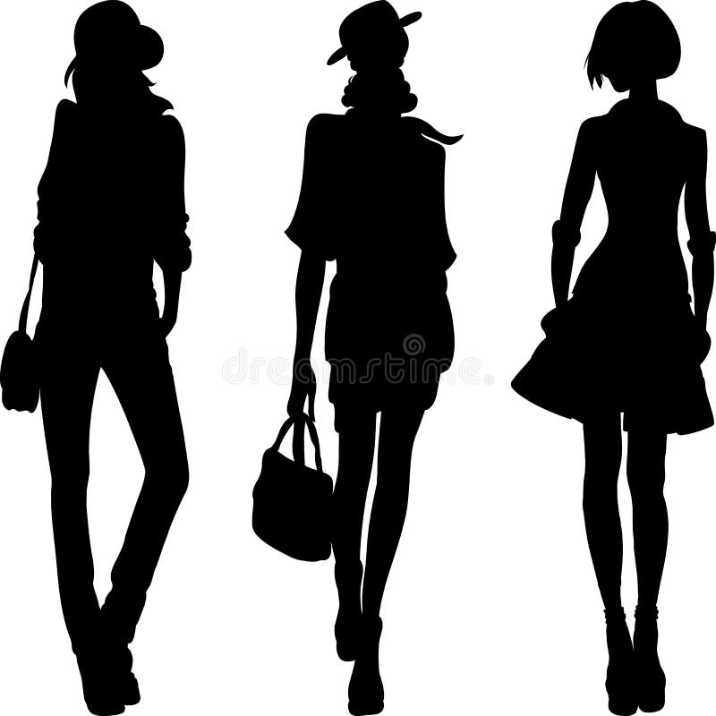Vector Silhouette of Fashion Girls Top Models Stock Vector ...