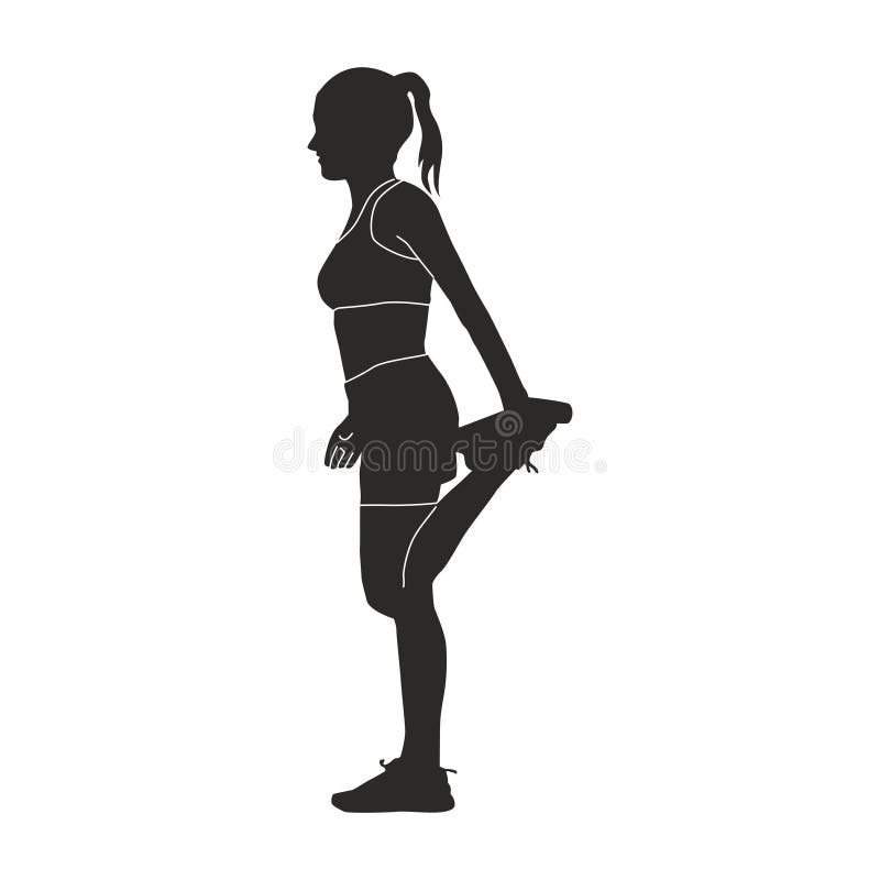 Vector Silhouette of a Girl Doing Aerobic Exercise Icon Vector Stock ...