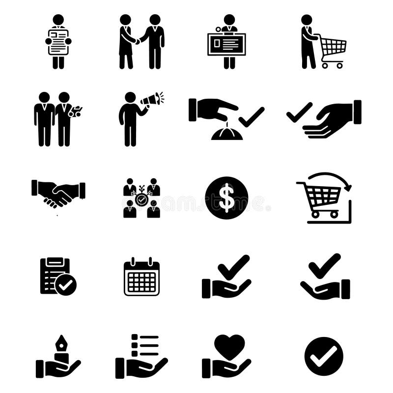 Vector Silhouette Icon Set of Procurement Stock Vector - Illustration ...