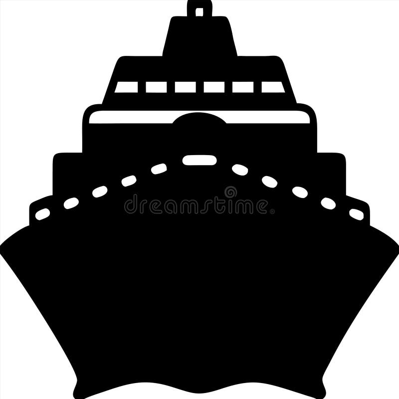 Vector Silhouette Illustration of Cruise Ship Front View for Maritime ...