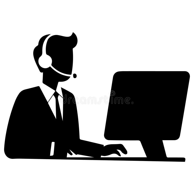 Call Centre Vector Silhouette Illustration Stock Vector - Illustration ...