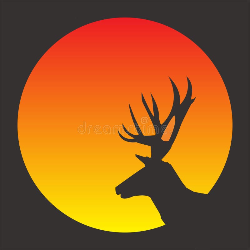 Vector Silhouette Image of Deer Antlers in Moonlight, for Free Design ...