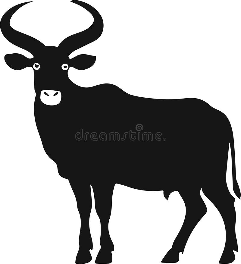 A Vector Silhouette Image of Wild Animals Zebu. Stock Vector ...