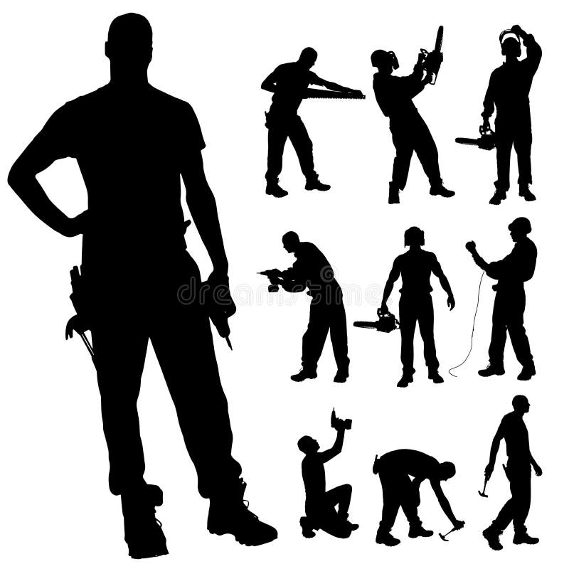 Working Man Silhouette Stock Illustrations – 13,302 Working Man ...
