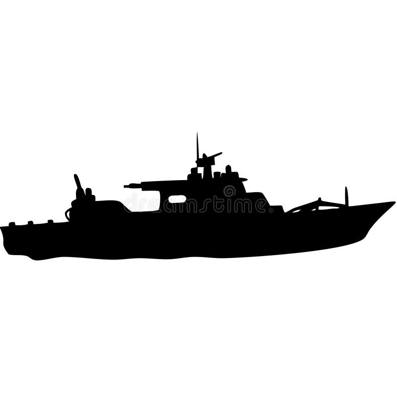 Vector Silhouette of Military Battleship for Design Projects and ...