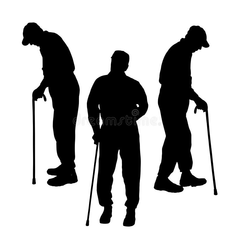 Vector Silhouette of Old People. Stock Vector - Illustration of ...