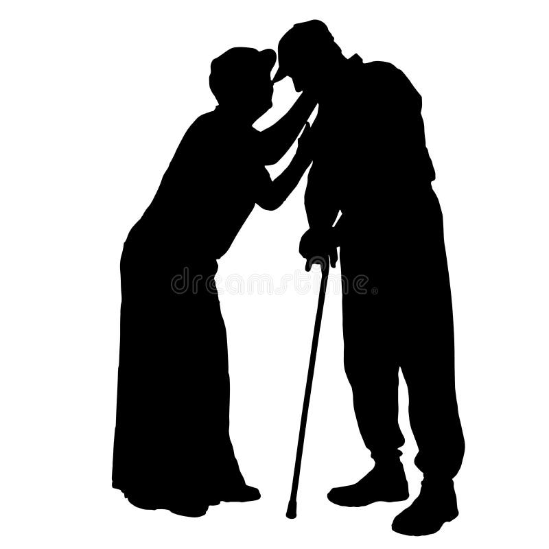 Vector Silhouette of Old People. Stock Vector - Illustration of couple ...
