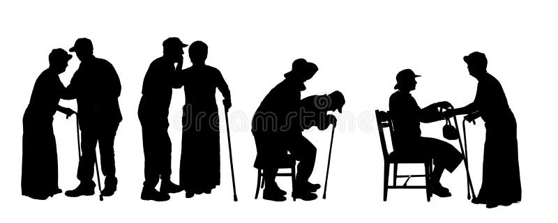 Vector Silhouette of Old People. Stock Vector - Illustration of woman ...