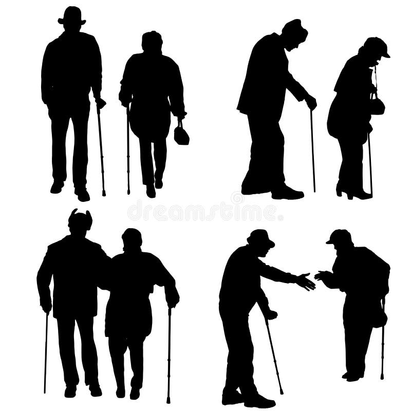 Old People Silhouette Stock Illustrations – 19,957 Old People ...