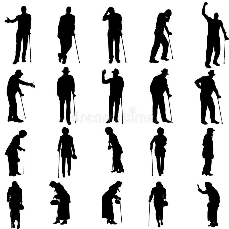 Old People Silhouette Stock Illustrations – 11,489 Old People ...