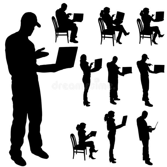 Silhouette Person Computer Stock Illustrations – 27,012 Silhouette ...