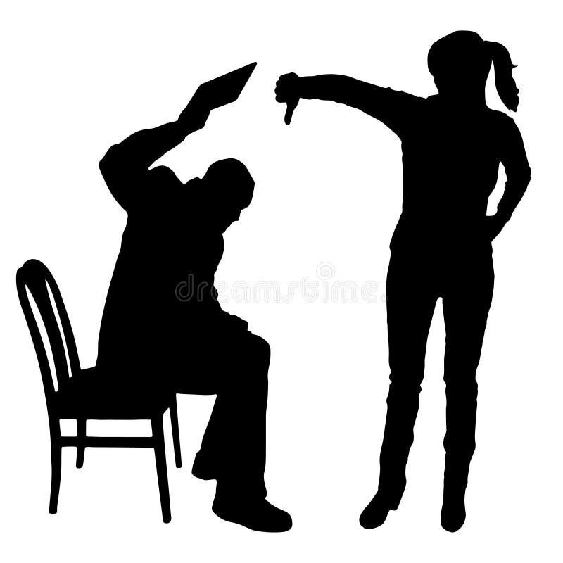 Vector Silhouette of a People with a Computer. Stock Vector ...