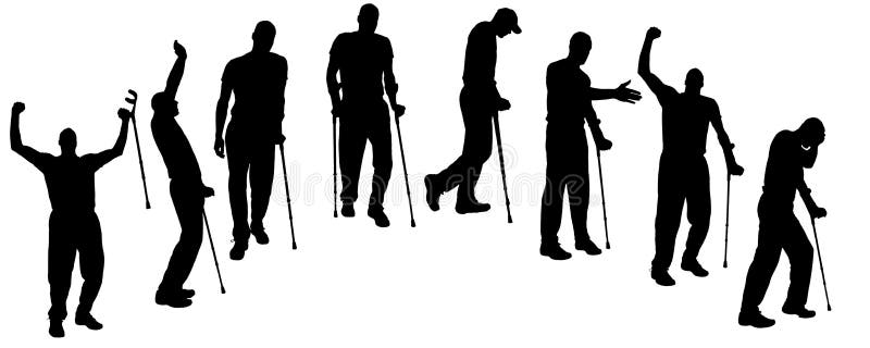 Silhouette Crutches Stock Illustrations – 591 Silhouette Crutches Stock ...